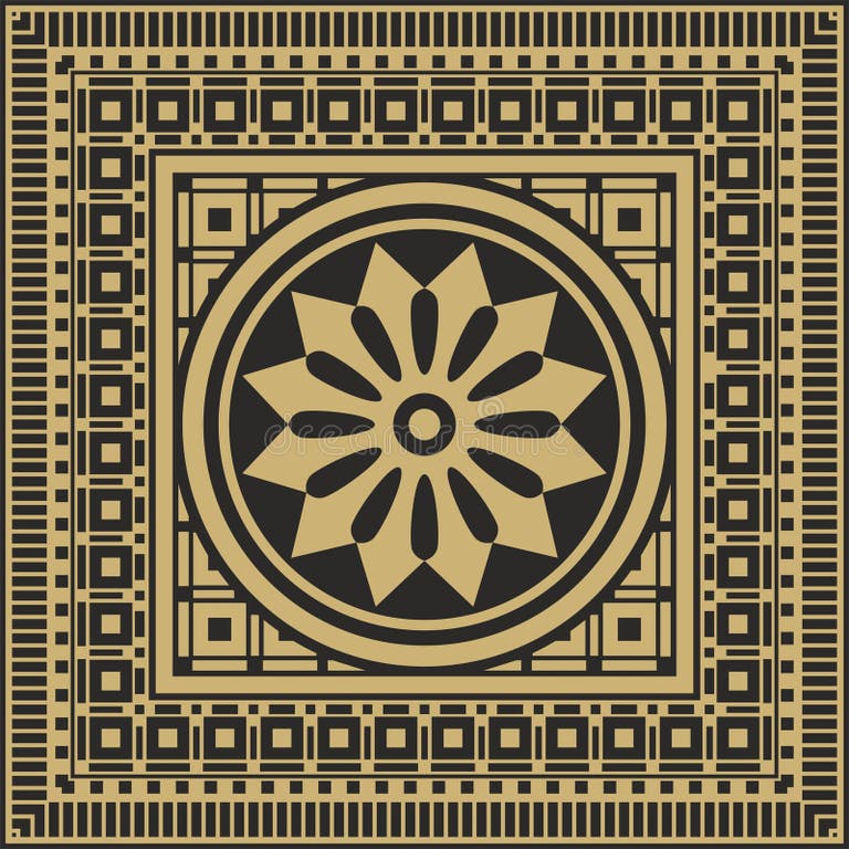 Vector Square Assyrian Gold and Black Ornament. Stock Vector ...