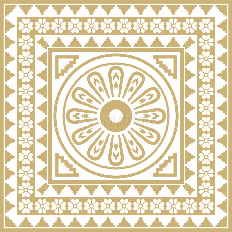 Vector Square Assyrian Gold Ornament. Stock Vector - Illustration of ...