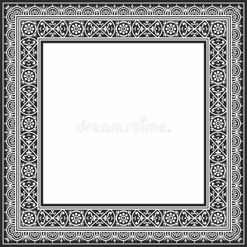 Vector Square Black Monochrome Border, Frame, Pompeii. Stock Vector ...