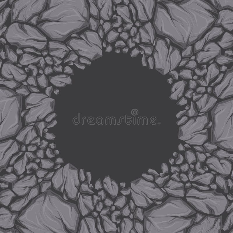 Vector Square Card with Round Frame of Broken Stones and Copy Space ...