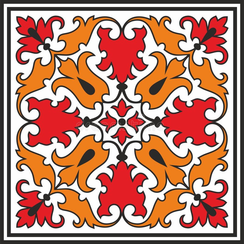 Vector Red Square Byzantine Ornament, Knot, Rosette. Circle Greek ...