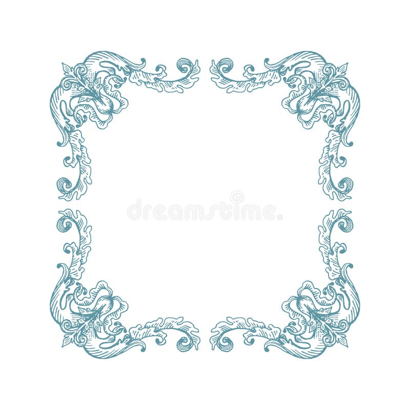 Vector Square Decorative Frame in Baroque Victorian Vintage Retro Style ...