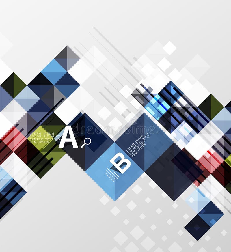 Vector Square Elements on Gray Abstract Background with Infographics ...