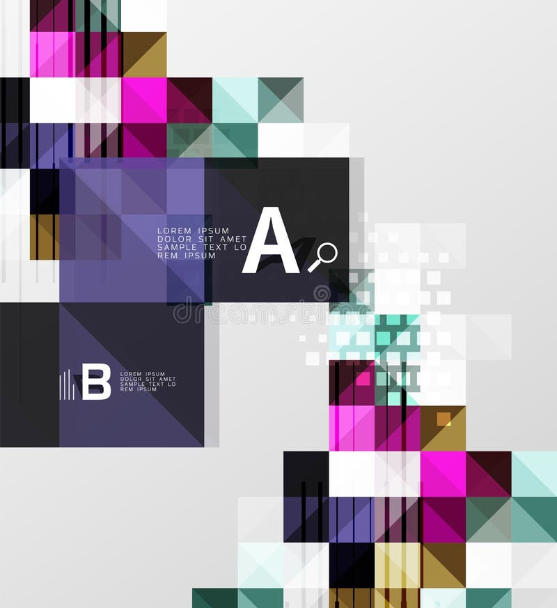 Vector Square Elements on Gray Abstract Background with Infographics ...