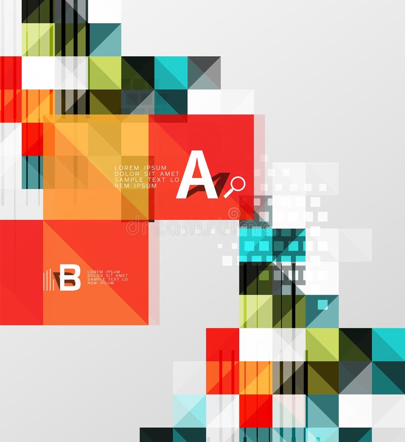 Vector Square Elements on Gray Abstract Background with Infographics ...