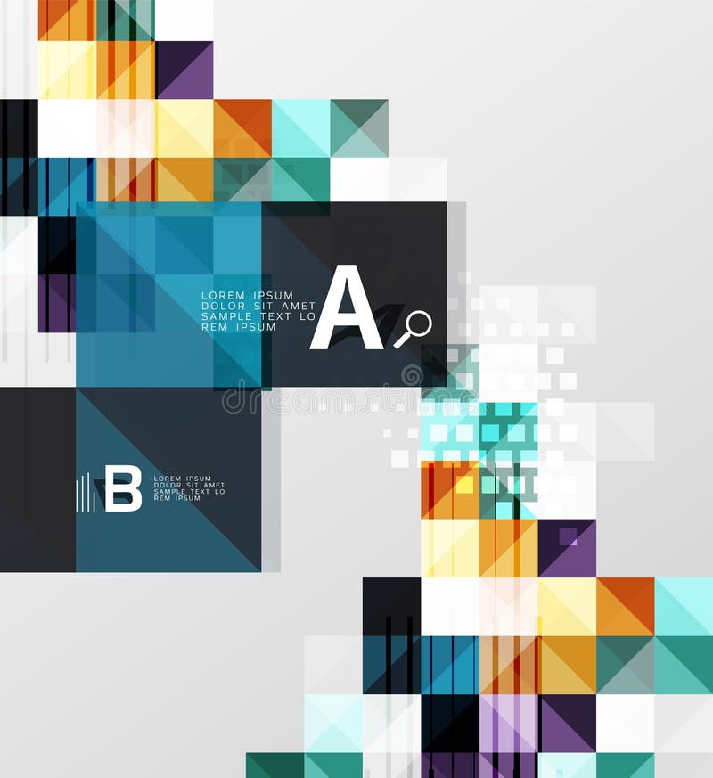 Vector Square Elements on Gray Abstract Background with Infographics ...