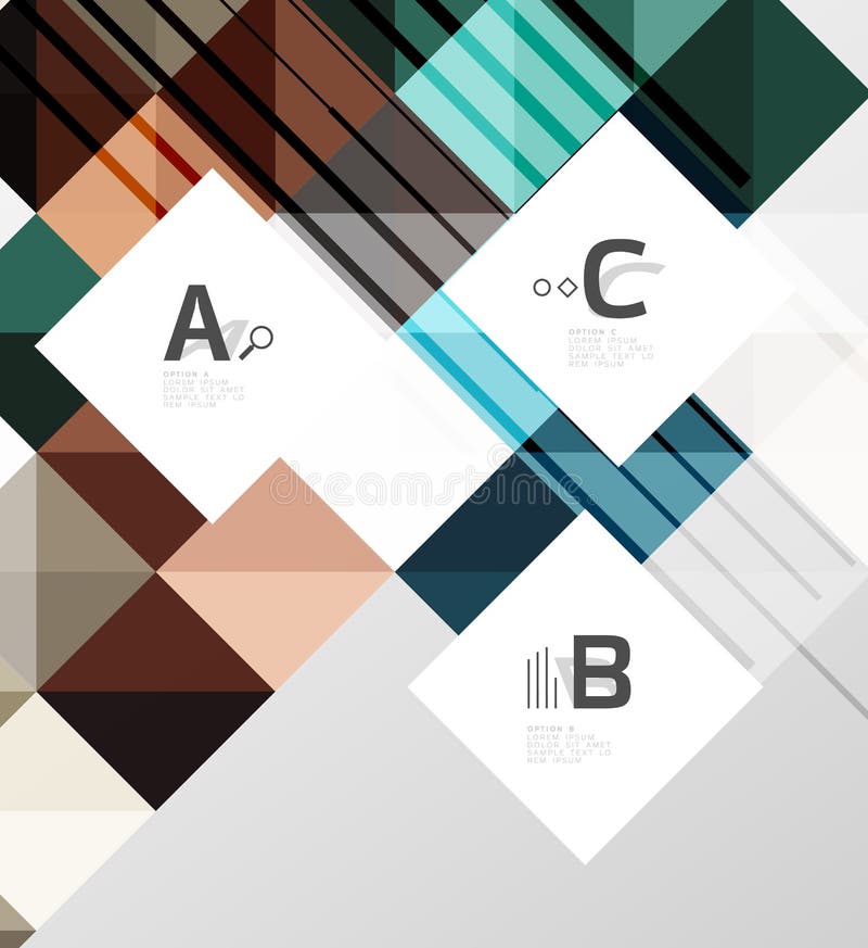 Vector Square Elements on Gray Abstract Background with Infographics ...