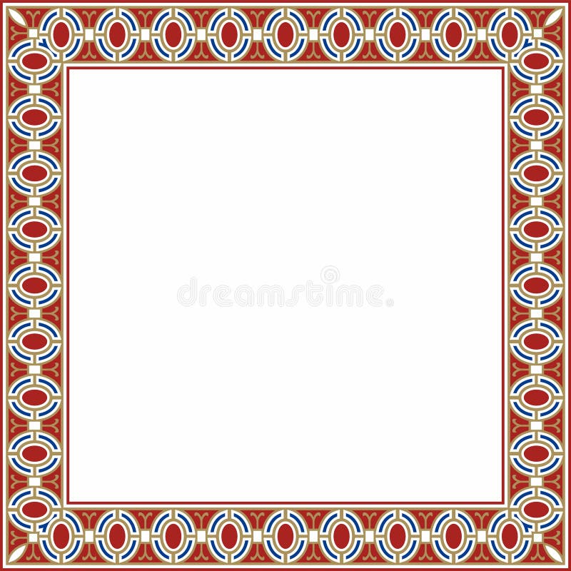 Vector Square European Colored Ornament. Stock Vector - Illustration of ...
