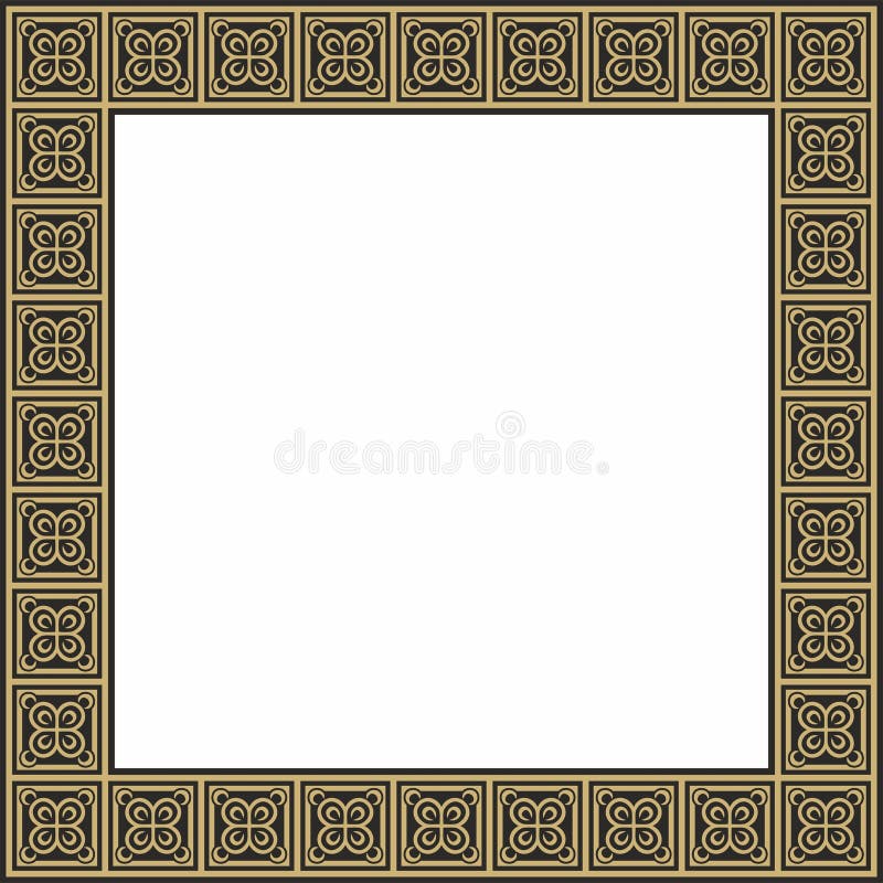 Vector Square European Gold and Black Ornament. Stock Vector ...