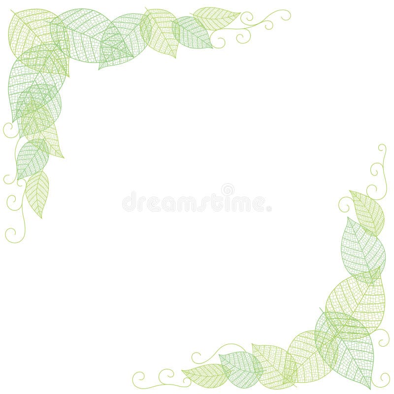 Vector Square Frame Illustration with Leaf Veins Silhouette Pattern ...