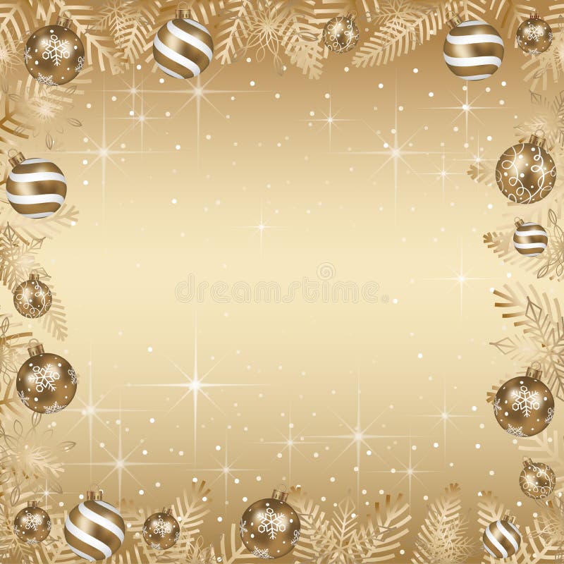 Vector Square Frame Illustration with Christmas Balls and Luminous Gold ...