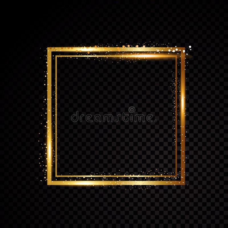 Vector Square Frame. Shining Banner. on Black Transparent Background ...