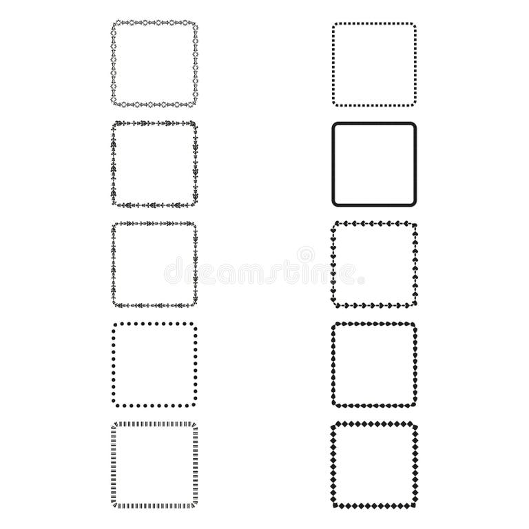 Vector Square Frames. Geometric Border Designs. Decorative Outlined ...