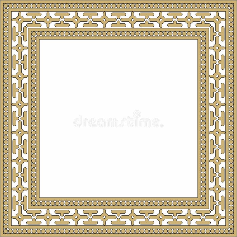 Vector Square Gold and Black Ancient Russian Ornament. Stock Vector ...