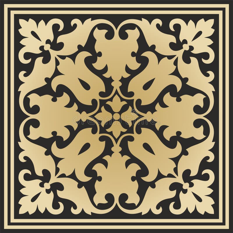 Vector Square Golden with Black Ornament of Ancient Rome. Stock Vector ...