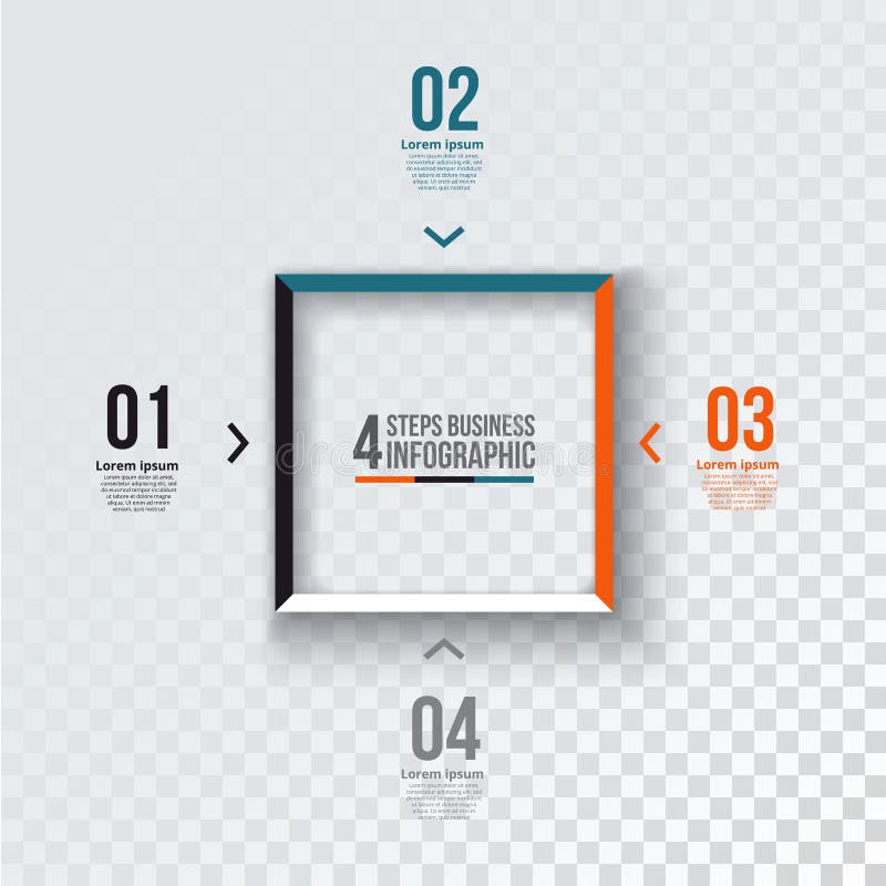 Square Diagram Divided into 4 Options or Steps. Cycle Infographic ...