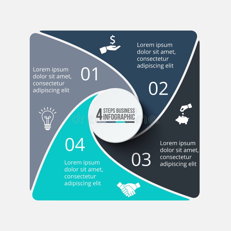 Square Diagram Divided into 4 Options or Steps. Cycle Infographic ...