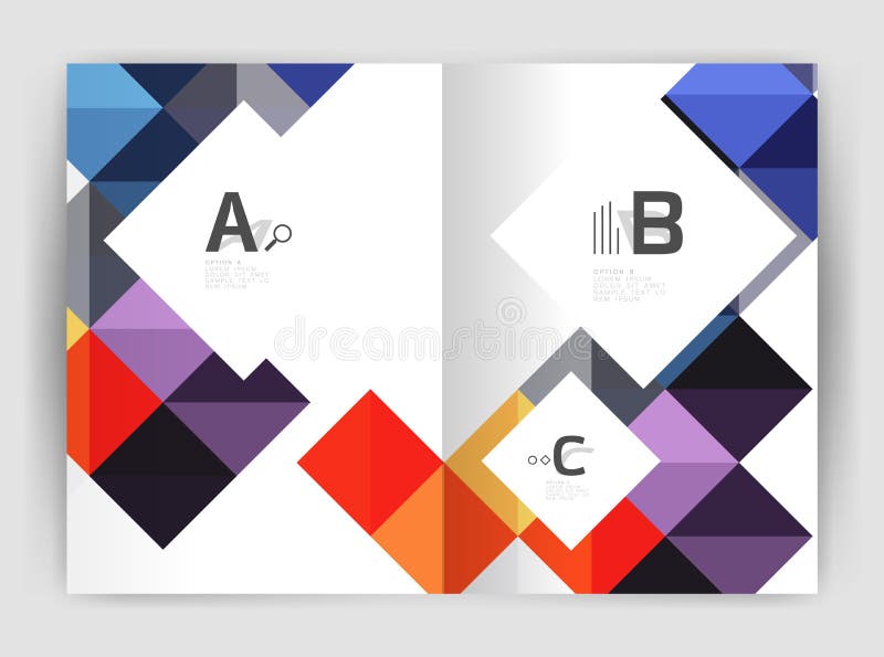 Vector Square Leaflet, Business A4 Print Template Stock Illustration ...