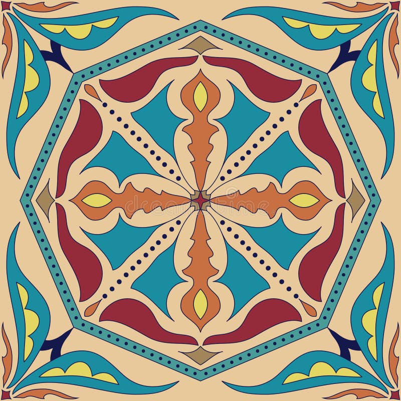 Vector Square Mandala Pattern As Example for Coloring Book for Adults ...