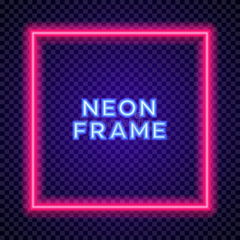 Vector Square Neon Frame on Transparent Background Stock Vector ...