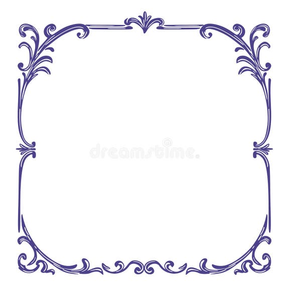 Vector Square Ornate Decorative Blue Frame Stock Illustration ...