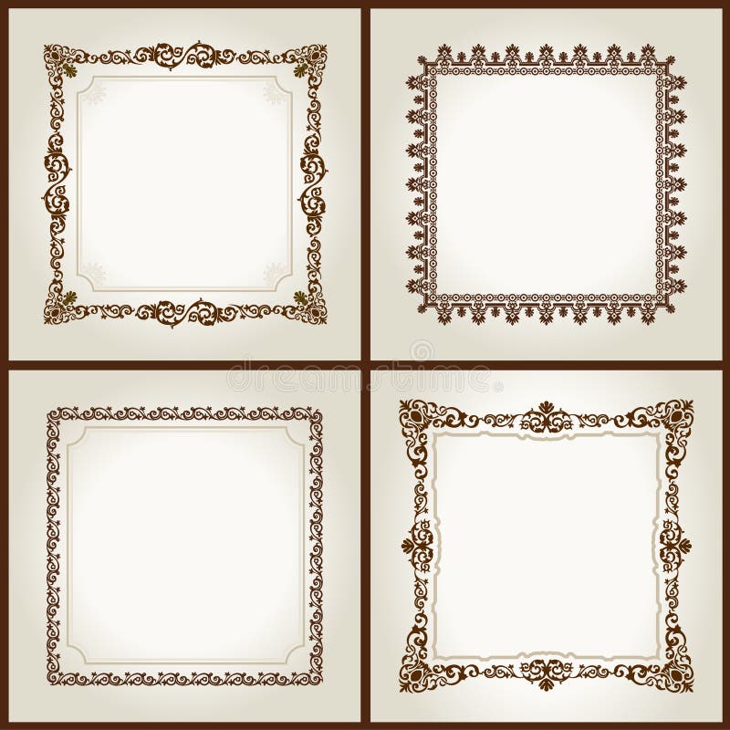 Vector Square Vintage Frames Retro Pattern Stock Vector - Illustration ...
