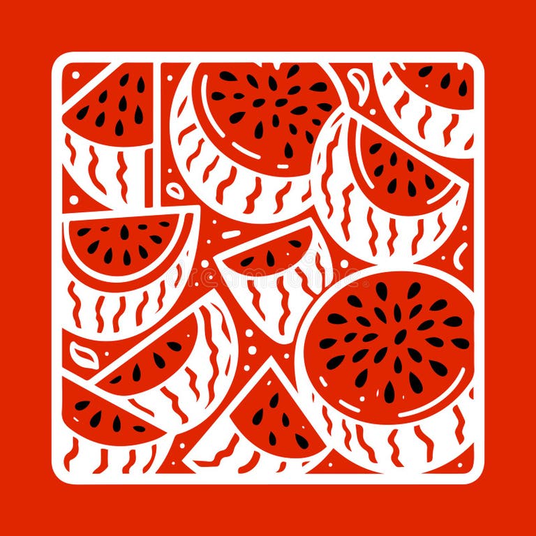 Vector Square Watermelon Composition on Red Background Stock Vector ...
