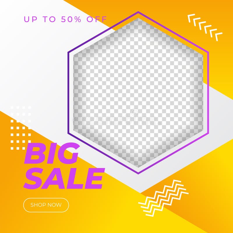 Vector Square Web Banner Templates for Big and Mega Sale with Yellow ...