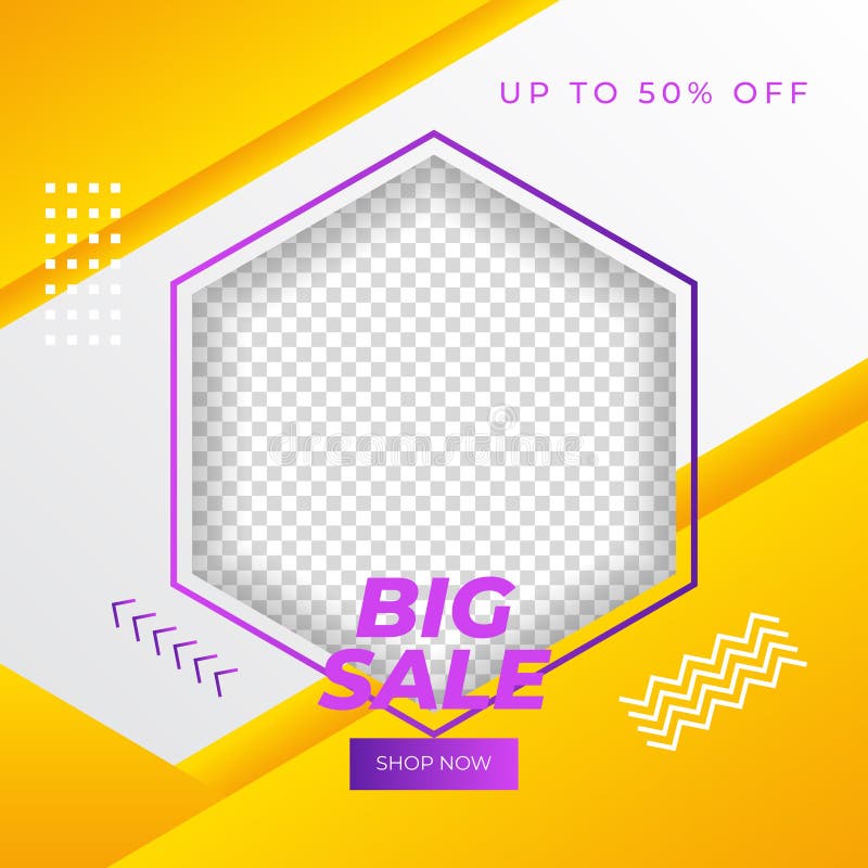 Vector Square Web Banner Templates for Big and Mega Sale with Yellow ...