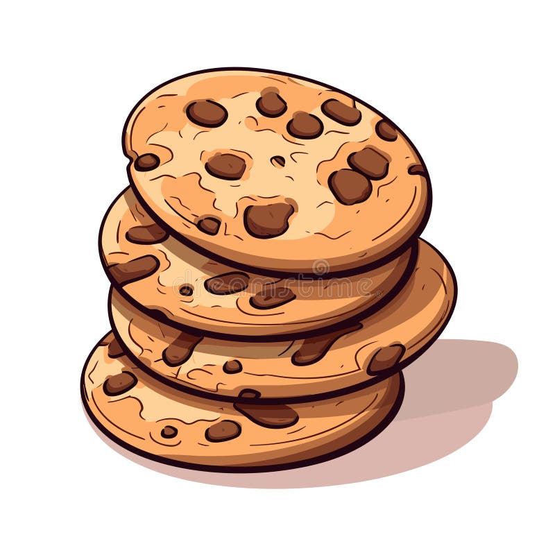 Vector of Stack of Chocolate Chip Cookies on White Background Stock ...