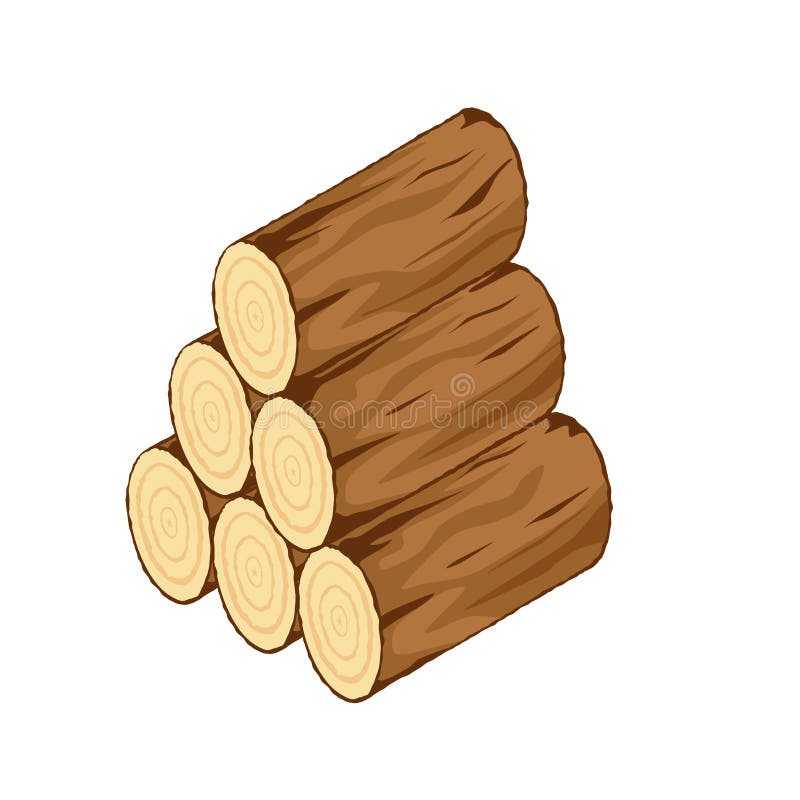 Stack Of Logs Icon In Flat Style On White Background. Sawmill And ...