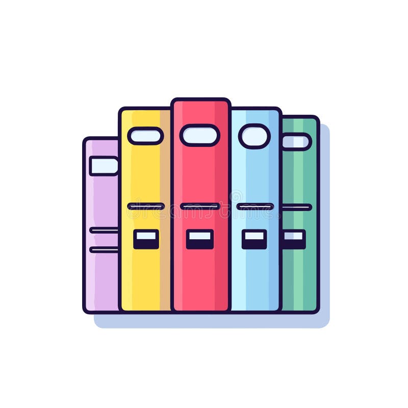 Vector of a Stack of Vibrant Binders Arranged in a Neat Row Stock ...