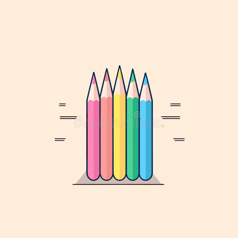 Vector of a Stack of Vibrant Colored Pencils Stock Vector ...