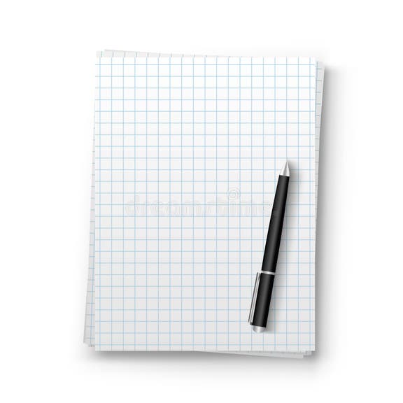Vector Stack of White Squared Paper Sheet. Realistic Notebook Pages ...