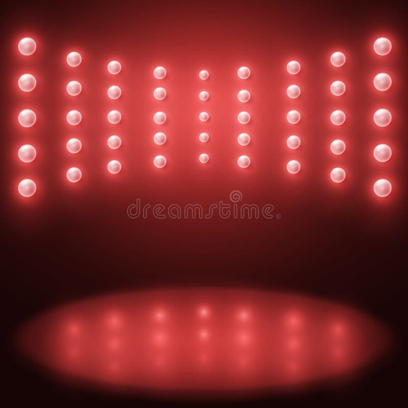 Vector Stage Lighting Background with Red Light Bulbs Stock Vector ...