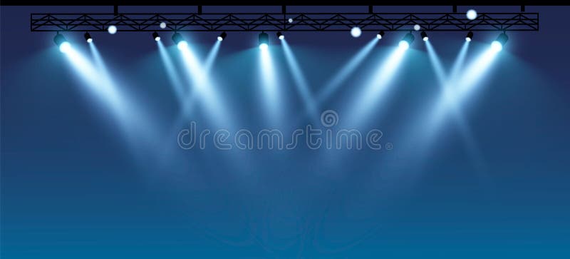 Vector Stage with Set of Blue Spotlights. Blue Stage Lights Stock ...