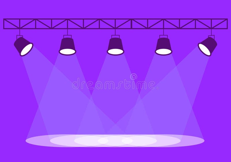 Vector Stage with Set of Spotlights. Show Light. Empty Pedestal for ...