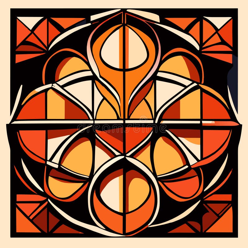 Vector Stained Glass Window with Abstract Geometric Pattern. Stained ...