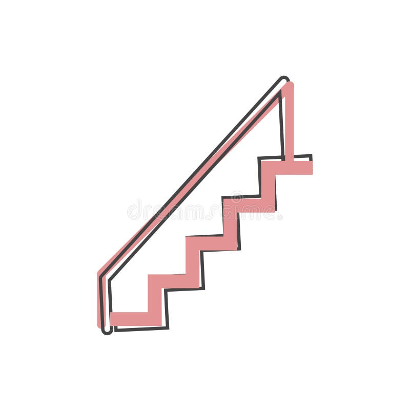 Vector Staircase Icon Cartoon Style on White Isolated Background Stock ...