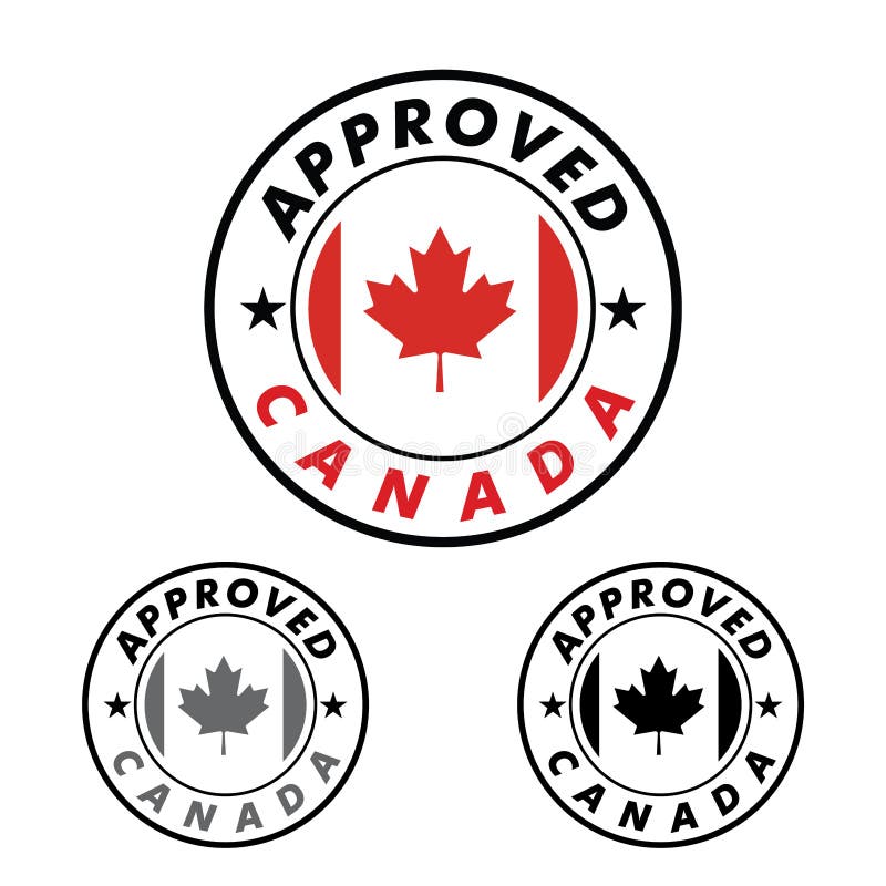 Vector Stamp of Approved Logo with Canada Flag in the Round Shape on ...