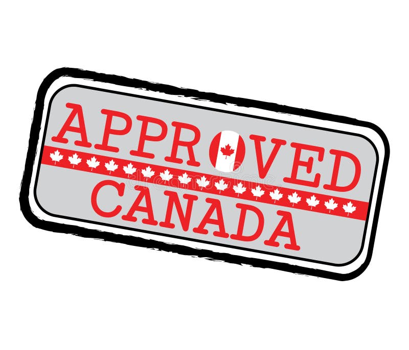 Vector Stamp of Approved Logo with Canadaian Flag in the Shape of O and ...