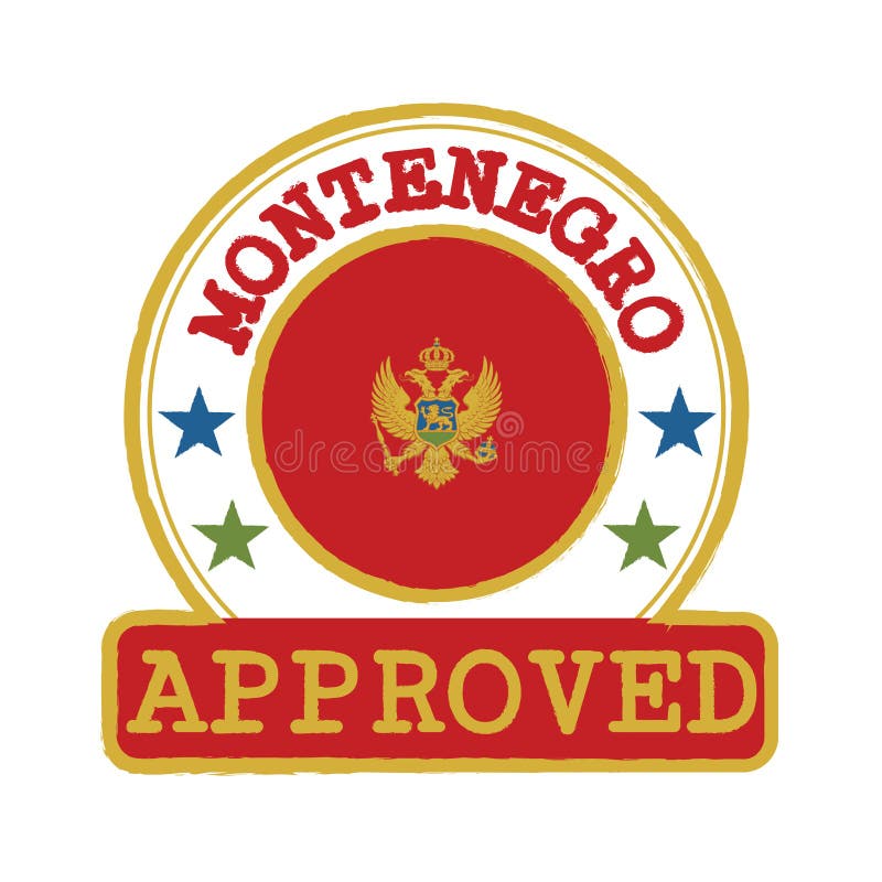 Vector Stamp of Approved Logo with Montenegro Flag in the Round Shape ...