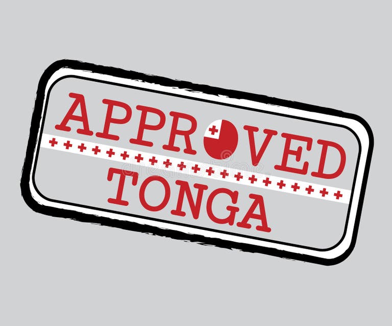 Vector Stamp of Approved Logo with Tonga Flag in the Shape of O and ...