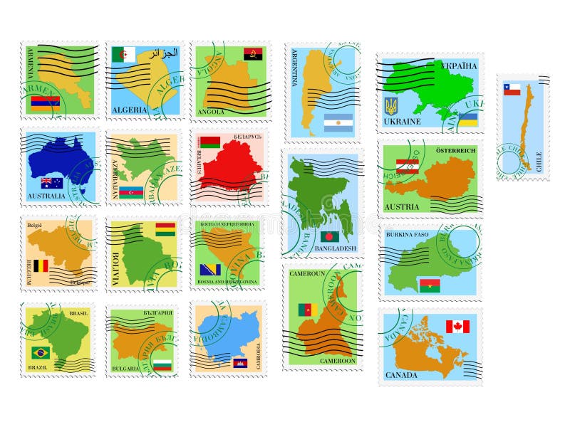 Vector stamp collection stock vector. Illustration of japan - 15672026