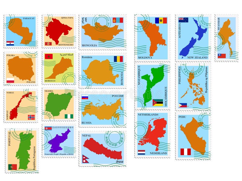 Vector stamp collection stock vector. Illustration of border - 15715468