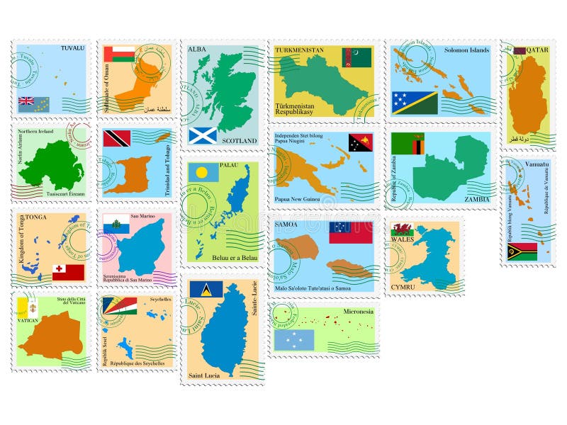 Vector stamp collection stock vector. Illustration of border - 15715468