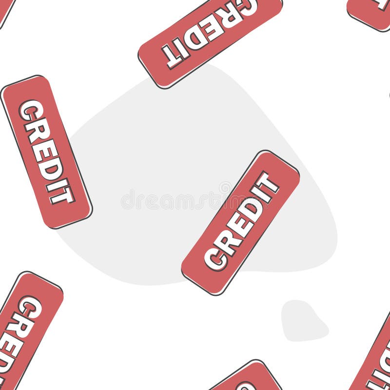 Vector Stamp Credit Icon Cartoon Style on Seamless Pattern on a White ...