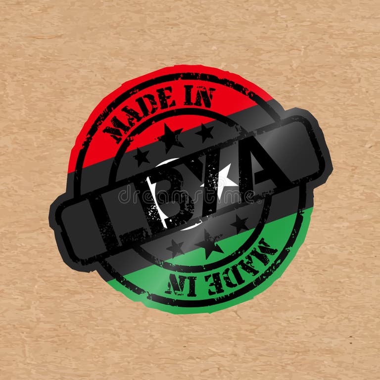 Vector Stamp with Flag of the Libya. Lettering Made in Libya Stock ...