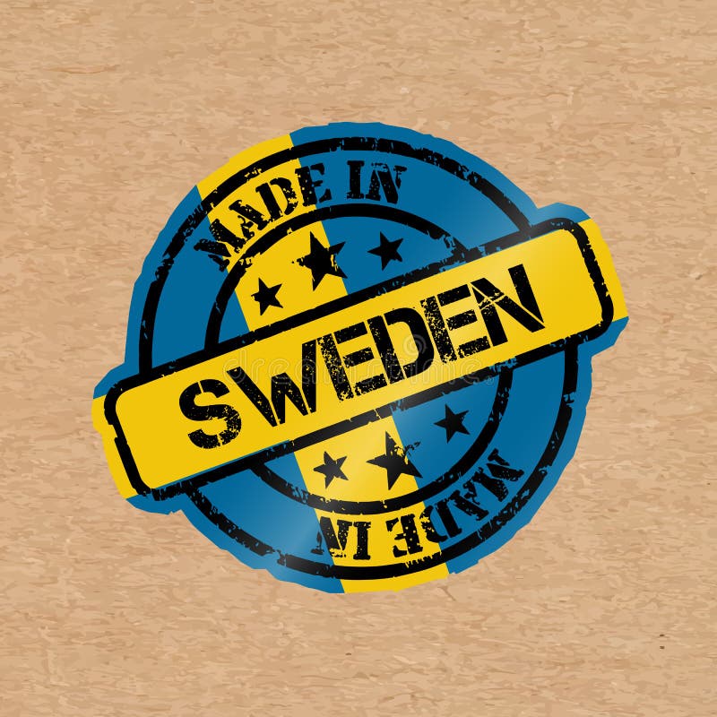 Vector Stamp with Flag of the Sweden. Lettering Made in Sweden Stock ...