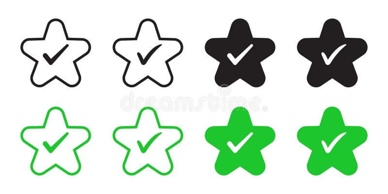 Vector Star with Check Mark Icon Set Stock Illustration - Illustration ...